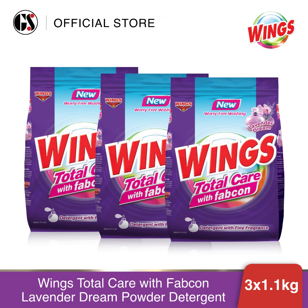 Wings Total Care with Fabcon Lavender Dream Powder Detergent 1.1kg Set ...