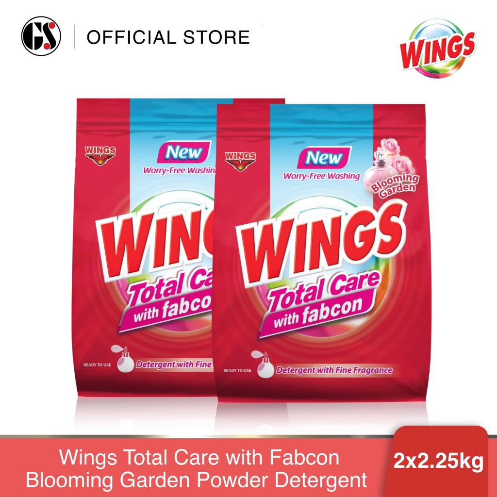 Wings Total Care w/ Fabcon Blooming Garden Powder Detergent 2.25kg Set ...