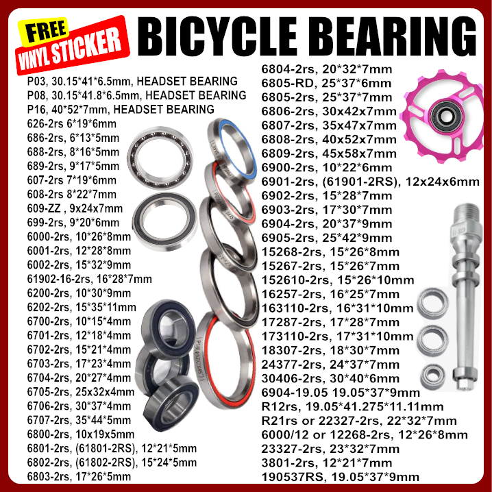 Bicycle Hub Bearing Sealed RS 2RS 163110 15267 17287 18307 6000 6001 ...