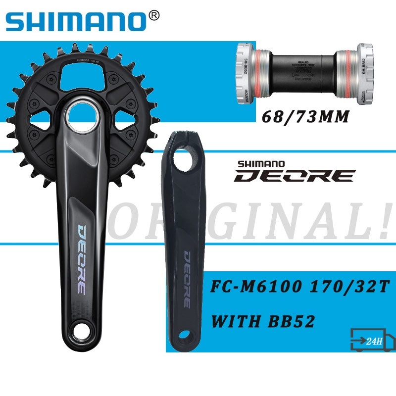 SHIMANO DEORE FC-M6100 12 SPEED 170/175mm 32T FRONT CHAINRING CRANKSET m6100 12v CRANKARM WITH ...