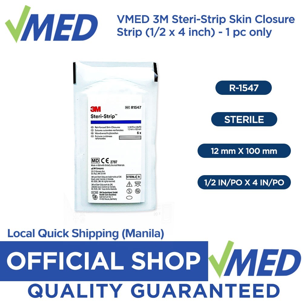 VMED 3M Steri-Strips R1547 1/2 Inch x 4 Inch- 1pc | Shopee Philippines
