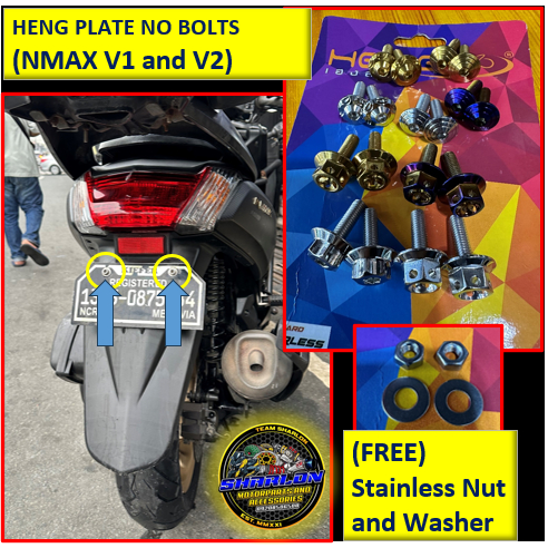 HENG Original Plate Number Bolts for YAMAHA NMAX V1 and V2 (2pcs ...