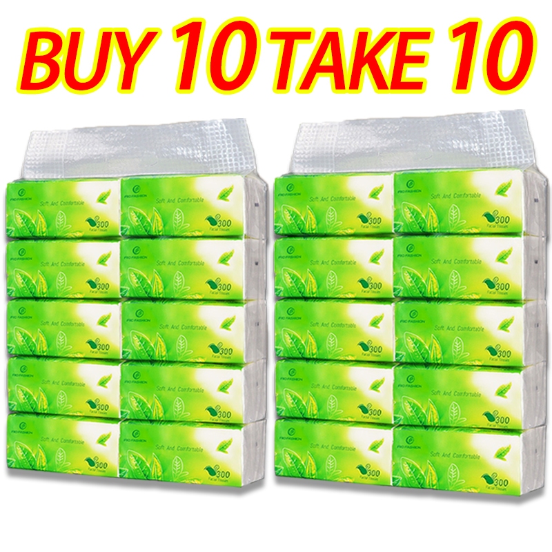 【Buy10Take10】Organic Facial Tissue Paper For Face 4 ply 10 Packs Toilet ...