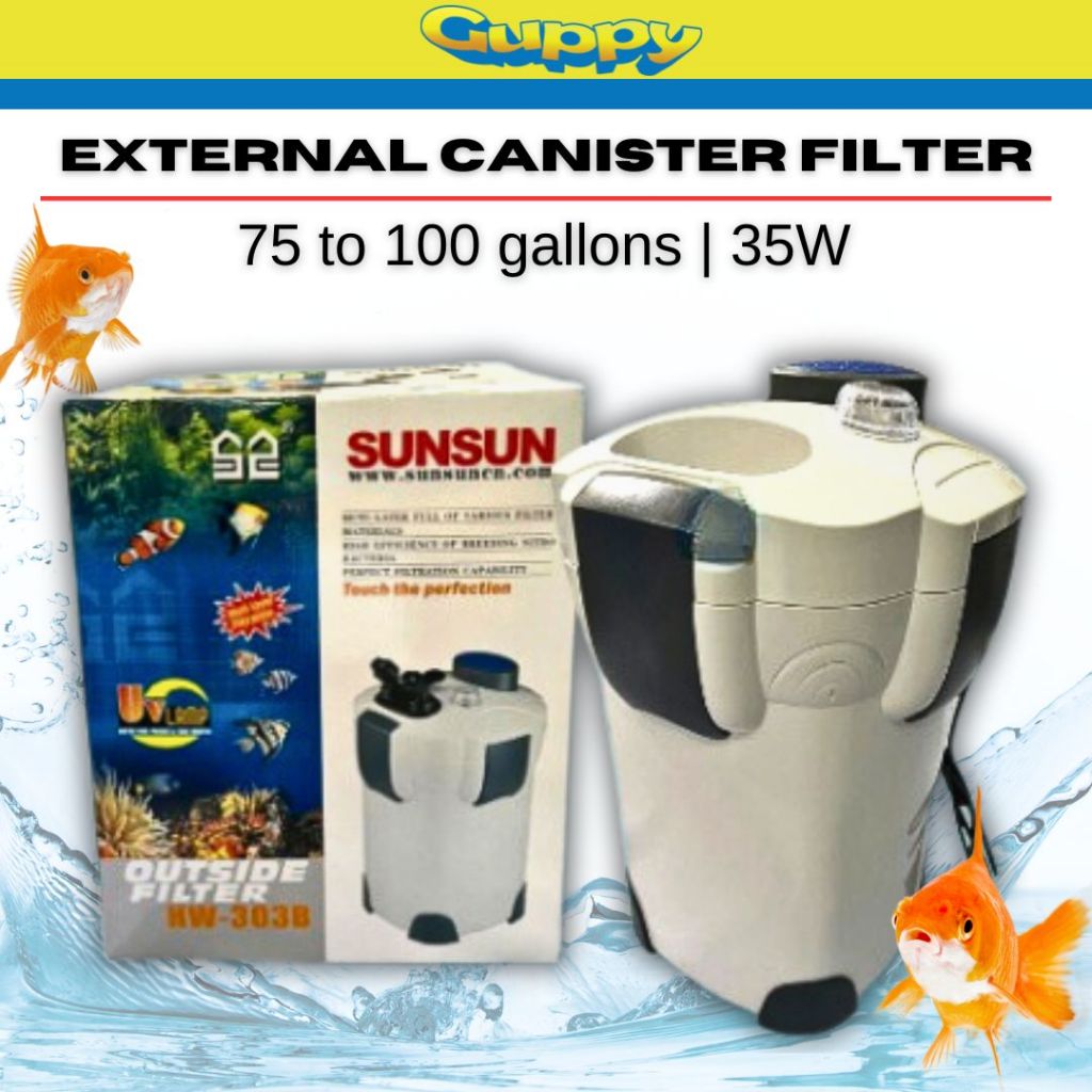 Sunsun External Filter HW-303B Canister With Pump 35 Watts 1400 L/H For Aquarium Aquascape ...