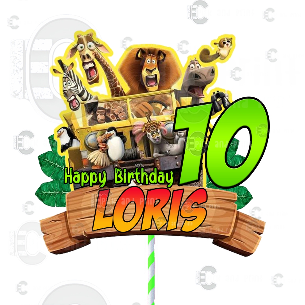 Personalized/Customized Madagascar Theme Cake Topper for DIY Party ...