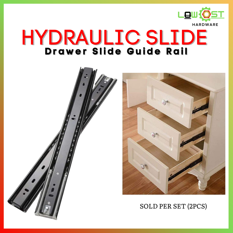 Hydraulic Drawer Full Extension Drawer Slide Guide Rail 1 Set(2pcs ...