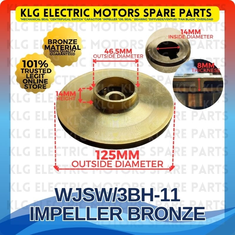 Impeller BRONZE 14MM x47x125mmx8mm WJSW/3BH-11 | Shopee Philippines
