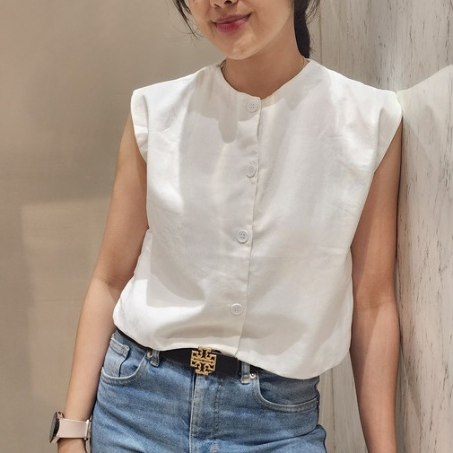 Posh Buttoned Down Linen Top - Double Lined Free size Regular and Plus ...