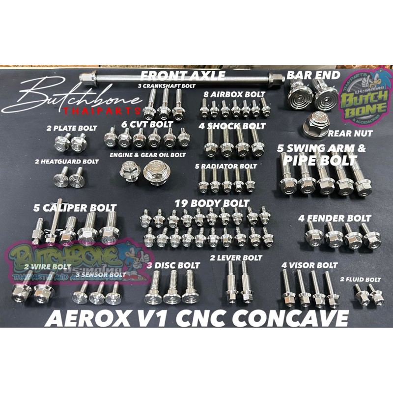 AEROX V1/V2 BOLT SET CNC CONCAVE SC CIAM BRAND (STAINLESS) | Shopee ...