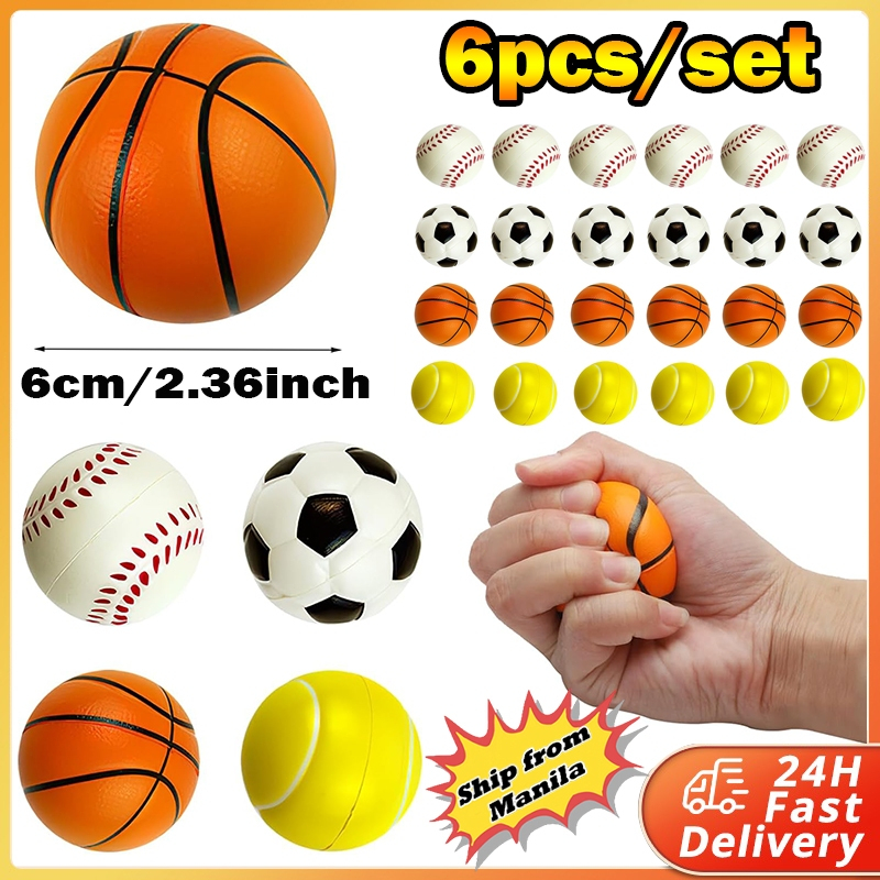 6pcs/set Stress Ball Hand Therapy Stress Relief Squeeze Soft Foam Ball ...