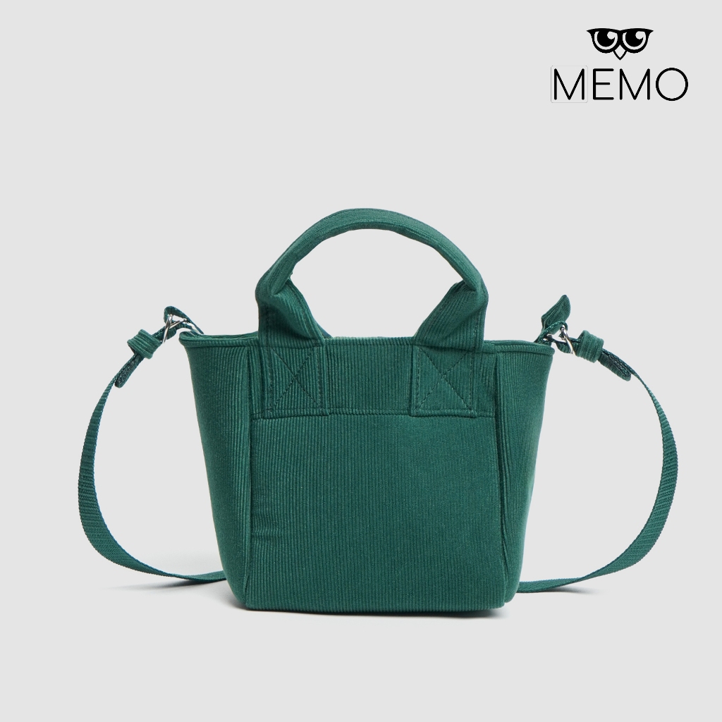 Memo Corduroy Two Way Mini Bag For Women (Dark Green/Gray) | Shopee ...