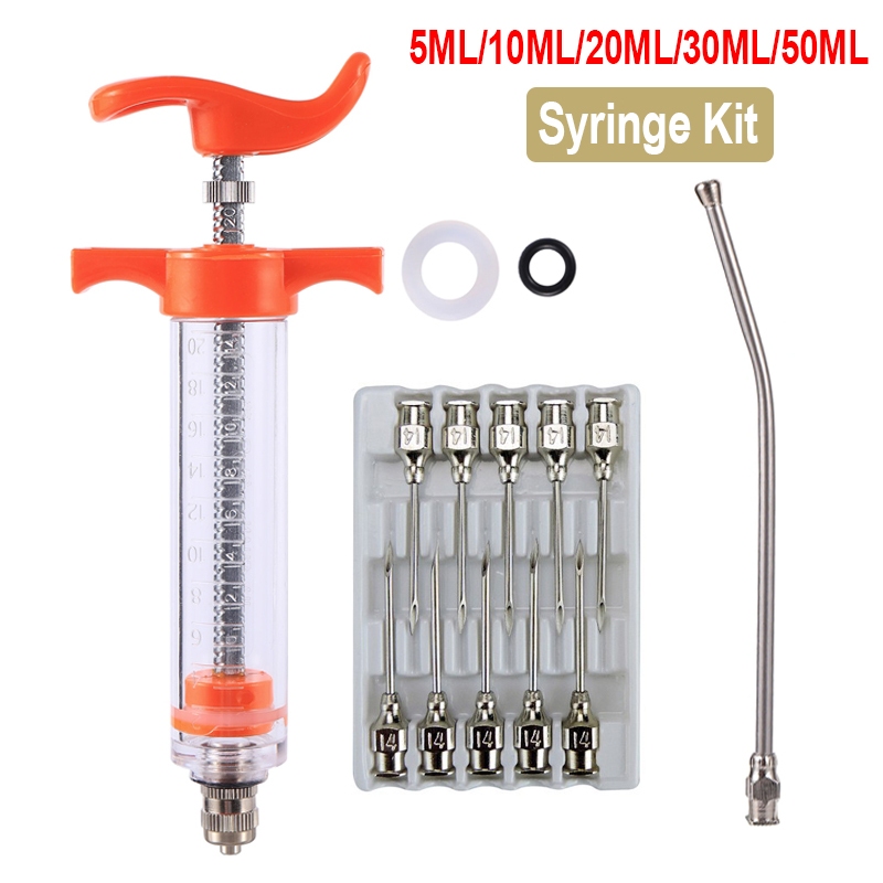 10Pcs Assorted Stainless Needle + Drencher Nozzle + Fiberglass Syringe ...