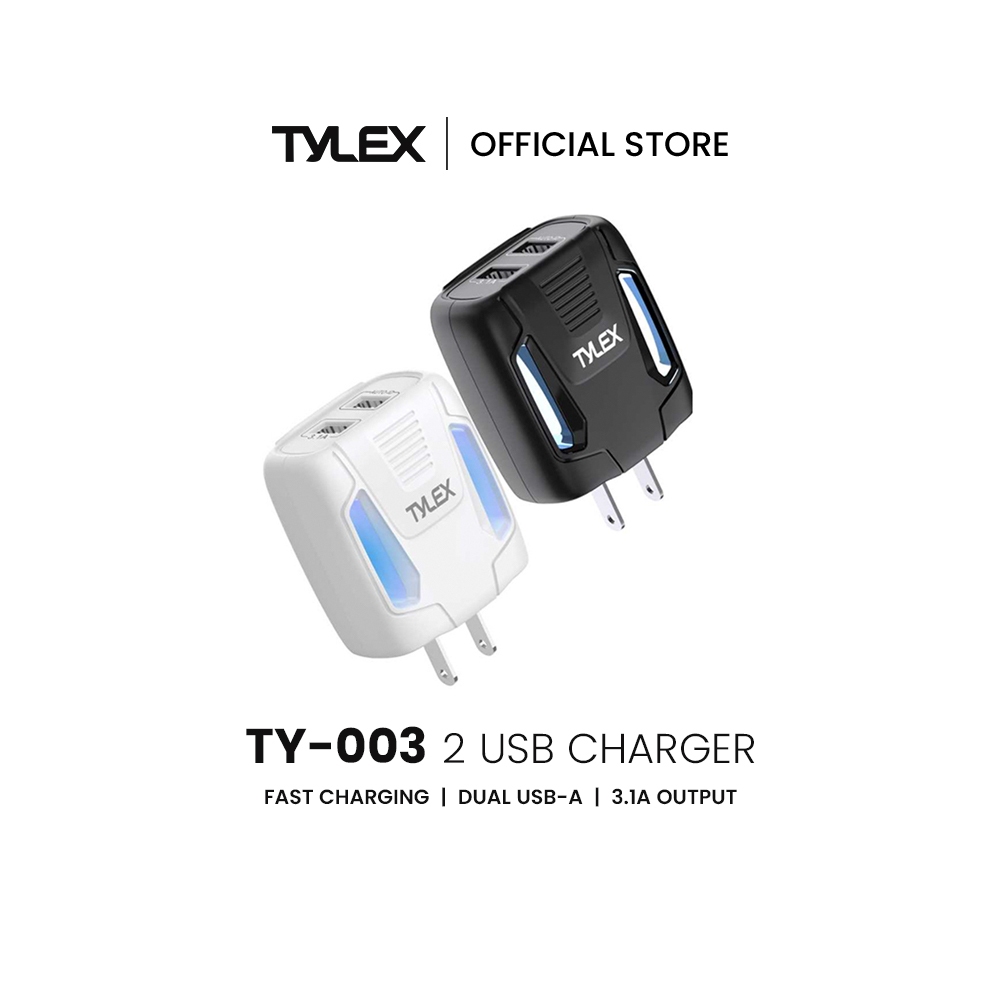 TYLEX TY003 3.1A Powerport Fast Charging Dual USB-A 1000mm Data Cable ...