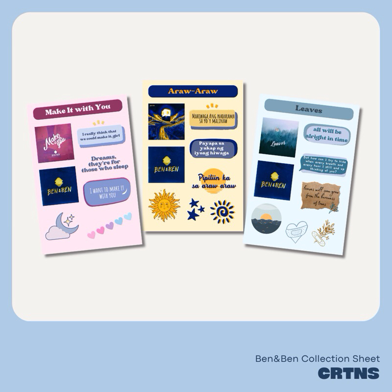 Ben&Ben Sticker Sheet Pack - Vinyl Waterproof / Matte Sticker Paper 🪐 ...