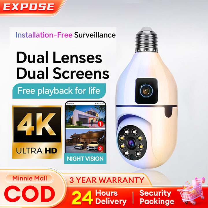 Binocular Light Ulb Camera 360 Degree Night Vision Connect to Cellphone ...