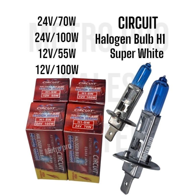 Circuit Halogen Bulb H1 12V Or 24V(SUPER WHITE)Osaka Japan | Shopee ...