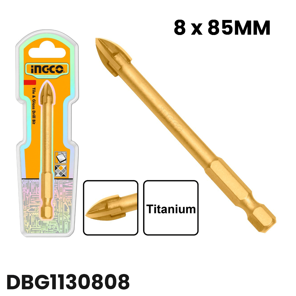Ingco Tile and Glass Drill Bit 8x85MM | 10x85MM 1/4" Hex Shank Cross ...