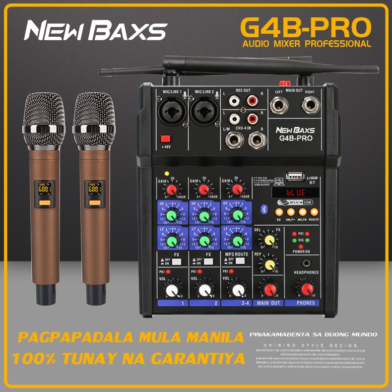 NEW BAXS G4B-PRO Propesyonal Audio Mixer May kasamang UHF wireless ...