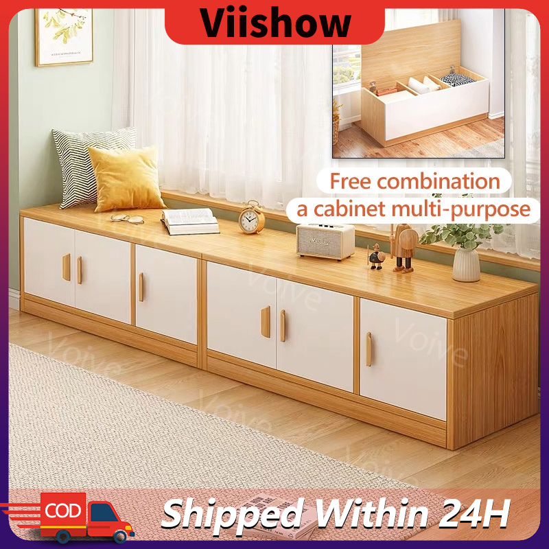 Window Cabinet Storage Bedroom Bedside Cabinet Minimalist Style Wooden ...