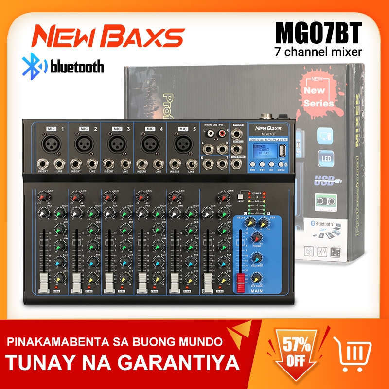 NEW BAXS MG07BT Professional Audio Mixer 7-channel built-in EQ ...