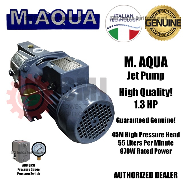 Jet Electric Water Pump Booster Pump M. Aqua 1.3 HP (Shallow) | Shopee ...