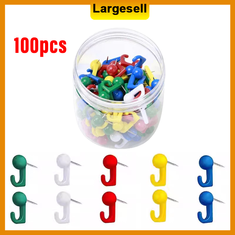 100Pcs Colorful Push Pin DIY Home Decoration Plastic Thumb Tack Hooks ...