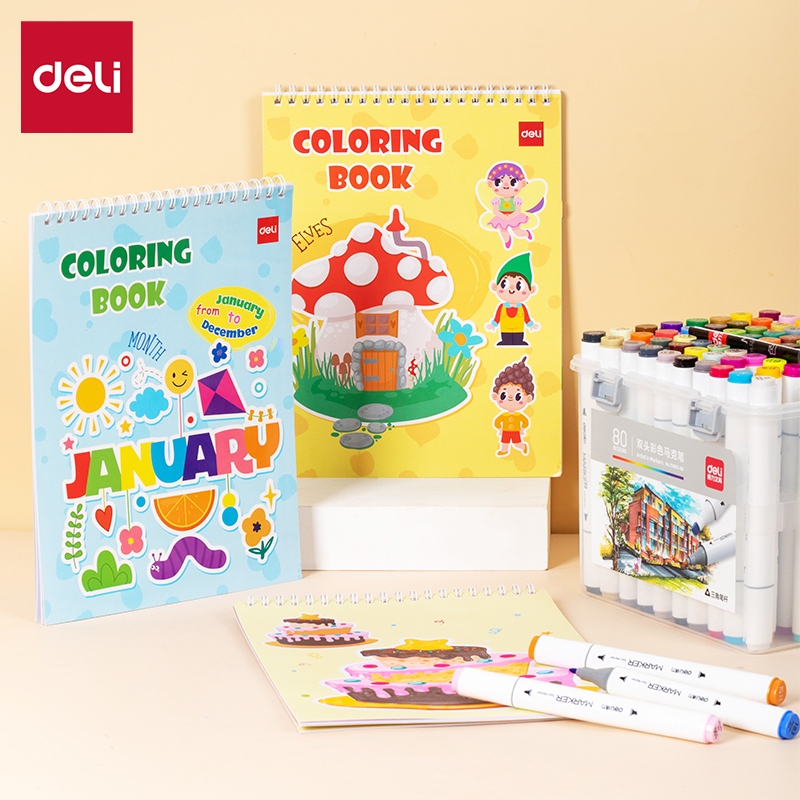 Deli 12Sheets Spiral Coloring Book Picture Book 1PCS | Shopee Philippines