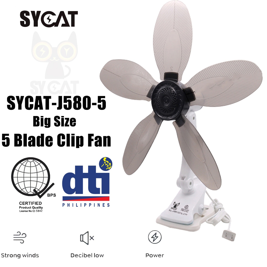 SYCAT Big Fan 5 Blade Clip Fan Big Table/Desk Fan Electric Fan W/ Clip ...