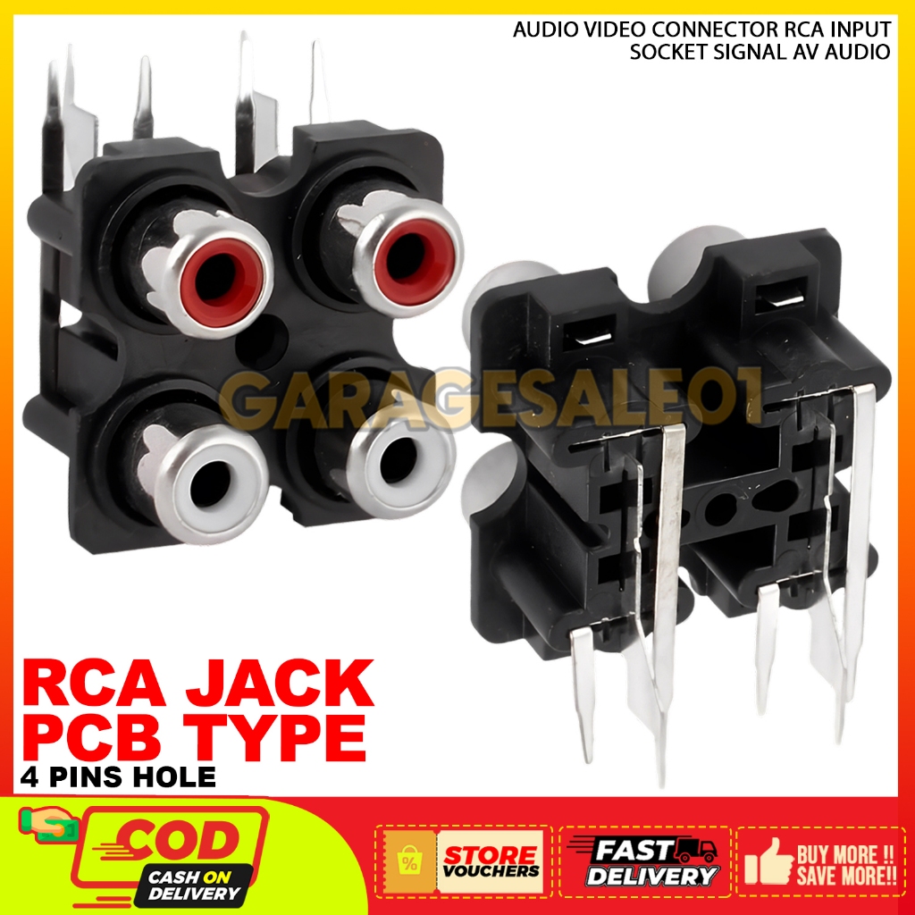 GARAGESALE01 4 Hole RCA Female Jack Stereo Audio Video Connector RCA ...