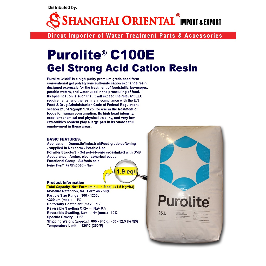 Purolite Cation Resin (C100E) Strong Acid Base, For Water Purification ...