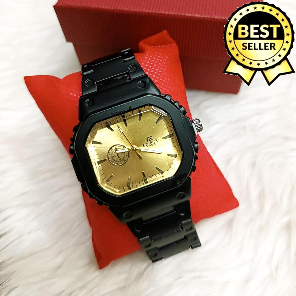 Casio Wheel Edifice 1 Chronograph Square Gold Dial Pure Stainless Steel ...