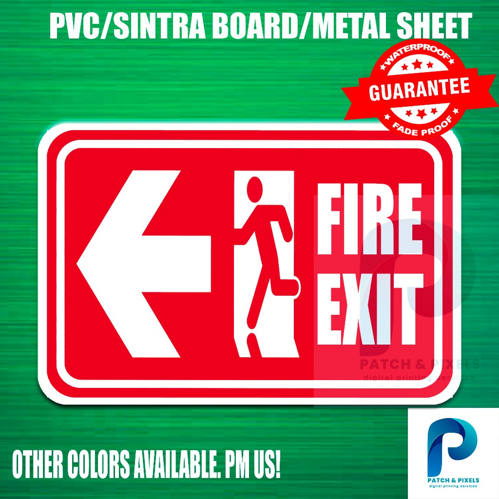 Patch and Pixels Fire Exit/Emergency Exit PVC/Sticker Waterproof ...