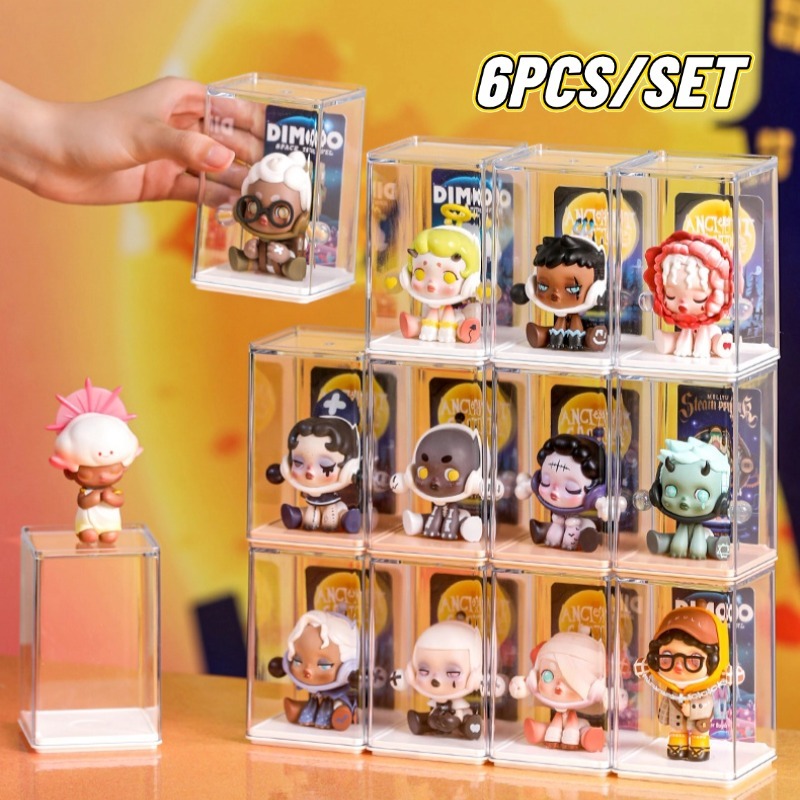 Action Figure Display Stand Dustproof Storage Box 6 Grid Set Popmart ...