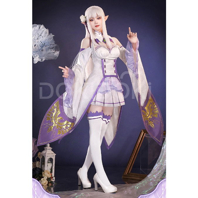 Emiliaa Cosplay Anime Women Emiliaa Cosplay Costume Women White Purple ...
