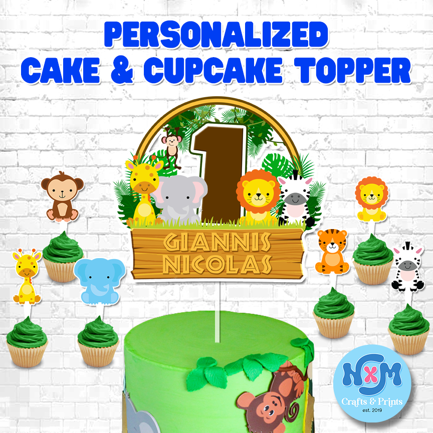 JUNGLE SAFARI CAKE CUPCAKE TOPPER birthday diy decor events DIY party ...