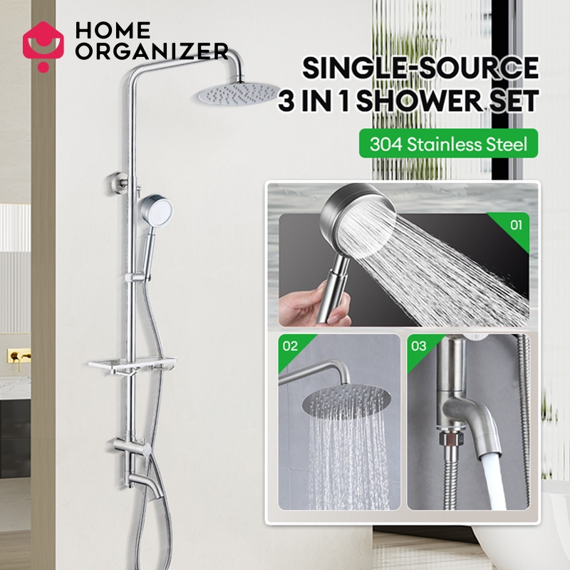 HOME 304 Stainless Steel Single Point Shower Set with Faucet 3 way ...