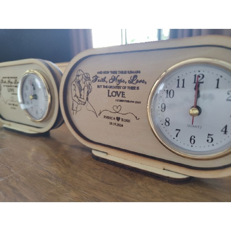 Wooden Desk Clock Souvenir Wedding Personalized | Shopee Philippines