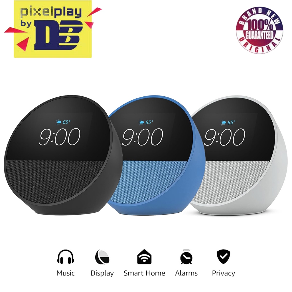 Amazon Echo Spot Smart Alarm Clock with Vibrant Sound and Alexa ...
