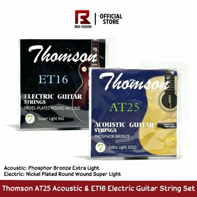 Thomson AT25 Acoustic and ET16 Electric Guitar String Set | Shopee ...