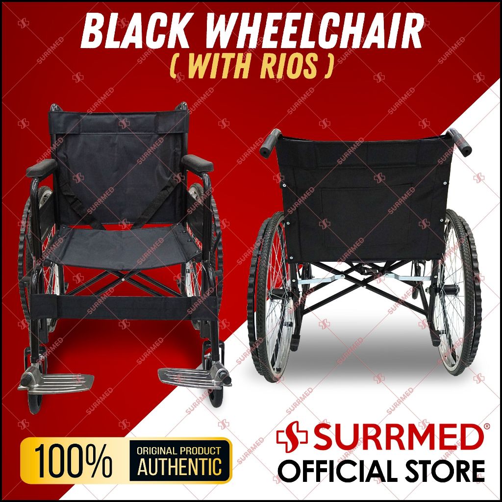 SURRMED Black Wheelchair with Rios | Lightweight, Foldable ...