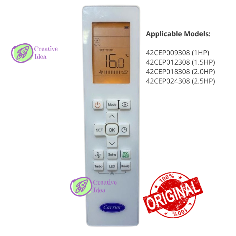 Remote Control Wireless for Carrier Aura Split Type Aircon - RG10L ...