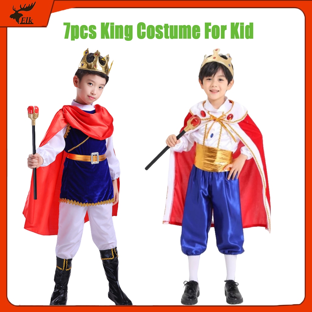 7pcs United King Prince Cosplay Costume for Kids with Cape Crown ...