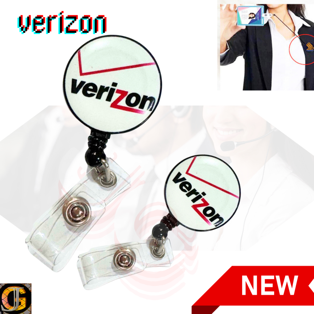 jg Verizon Id Badge Reels Retractable Round Id Clip for Lanyard name ...