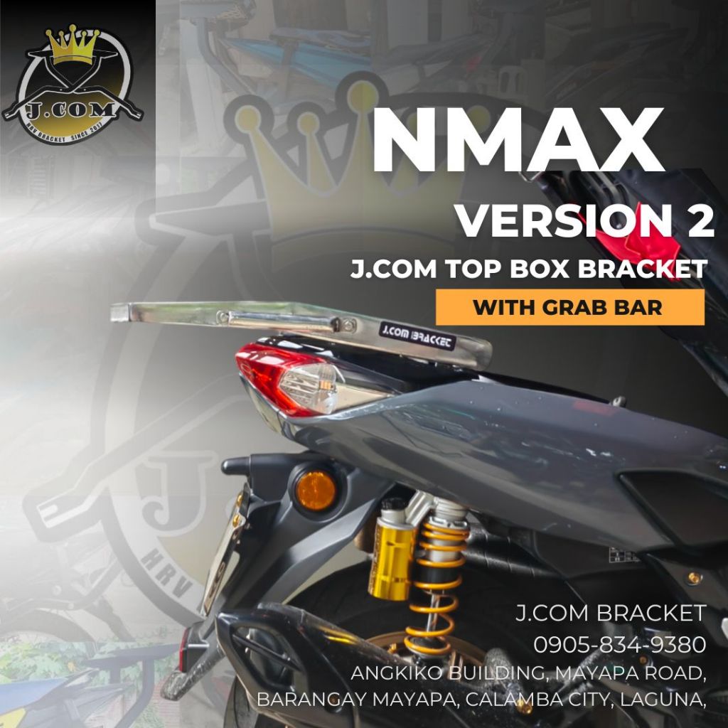 Yamaha NMAX V2 J.COM Heavy Duty Top box Monorack Bracket (Grill type ...