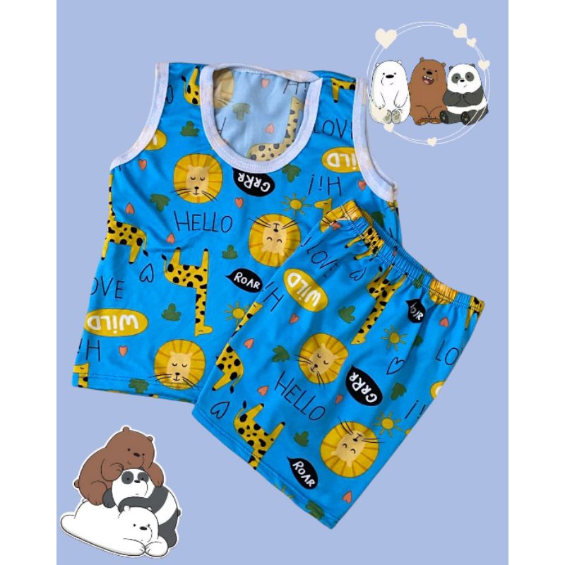 Mazy Terno Short and Sando Set Cartoon Designs Boy Girl for Baby ...