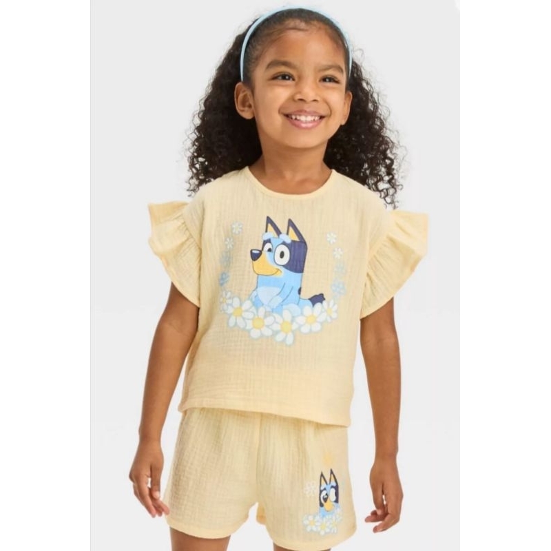 Tiny Clothes PH Toddler Bluey Top and Short Set Light Yellow | Shopee ...