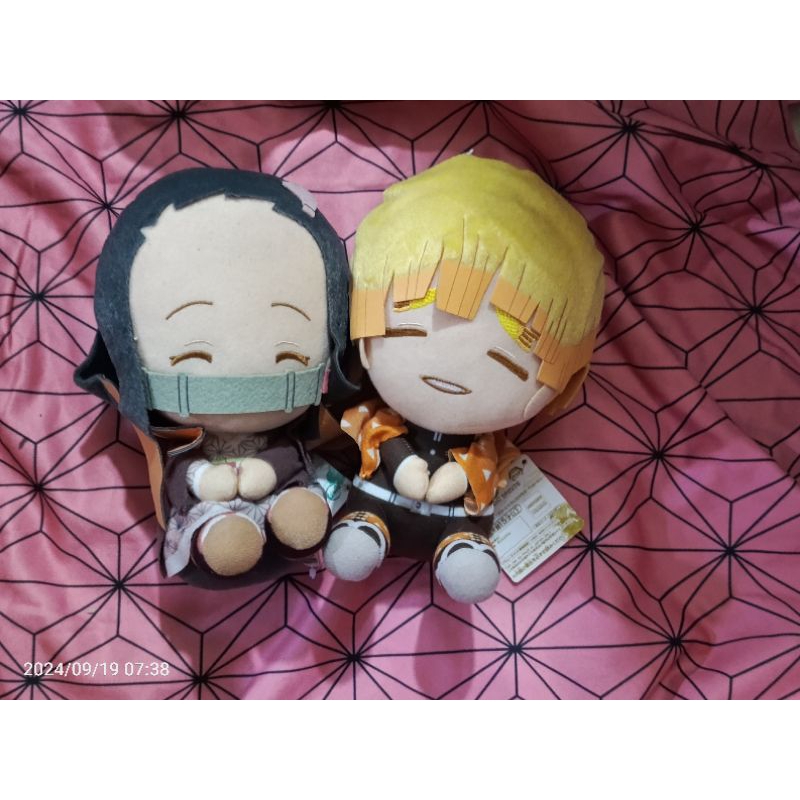 demon slayer set of of zenitsu and nezuko set plush original official ...