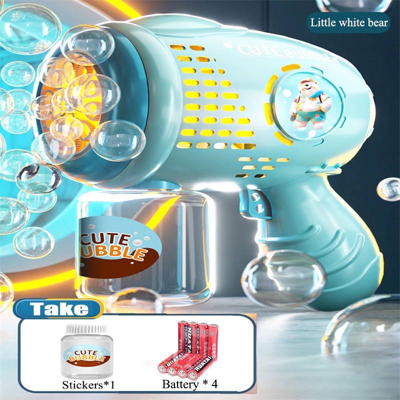 Fully automatic bubble gun kids outdoor bubble toy with Bubble water*1+battery*4 | Shopee ...