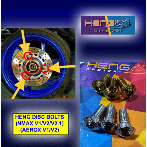 Heng Disc Bolt Disc Plate bolt for YAMAHA NMAX V1/V2/V2.1 & AEROX V1/V2 ...