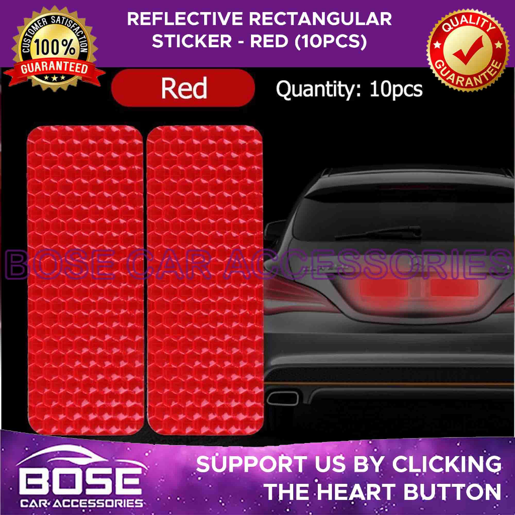 10pcs Reflective Sticker for Car Motorcycle Bicycle Rectangular Safety ...
